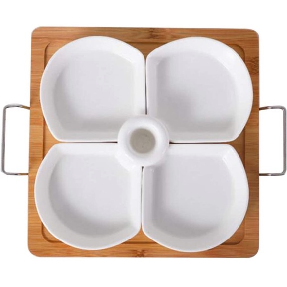 Dining | Ceramic Serving Platter Set Partition Fanshape Carbonized ...
